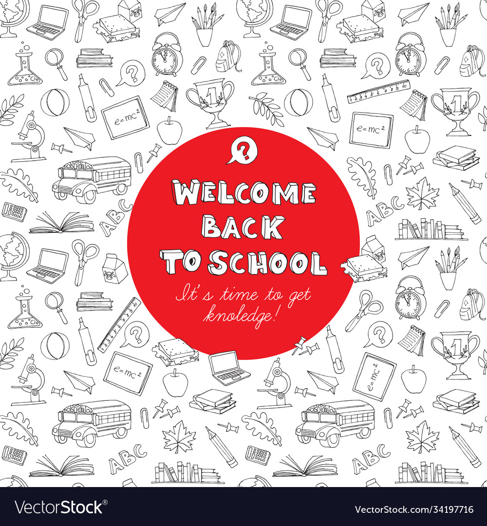 Welcome Back To School Doodle Clip Art Greeting Card