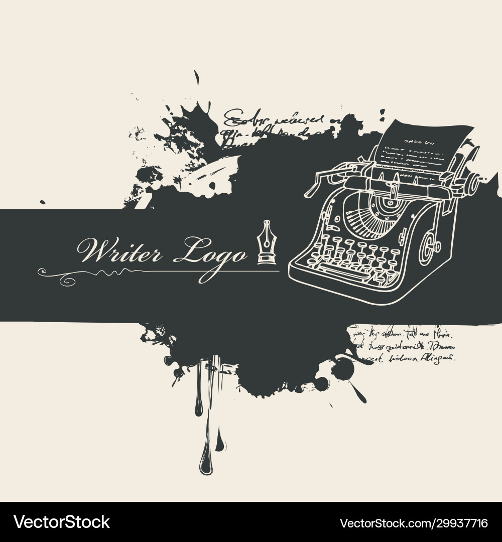 Banner on a writers theme with an old typewriter Vector Image