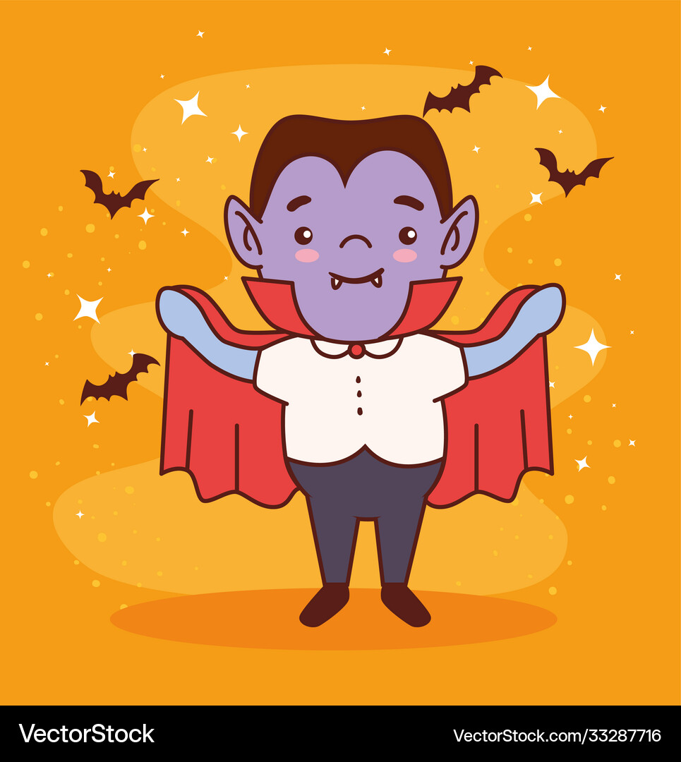 Boy disguised count dracula for happy halloween Vector Image