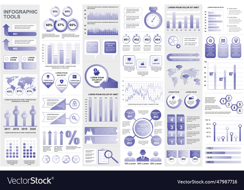 Bundle infographic elements data visualization Vector Image