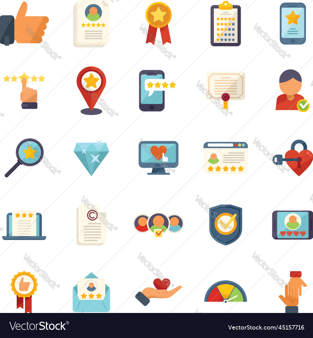 Credibility icons set flat business Royalty Free Vector Credibility icons set flat business Royalty Free Vector
