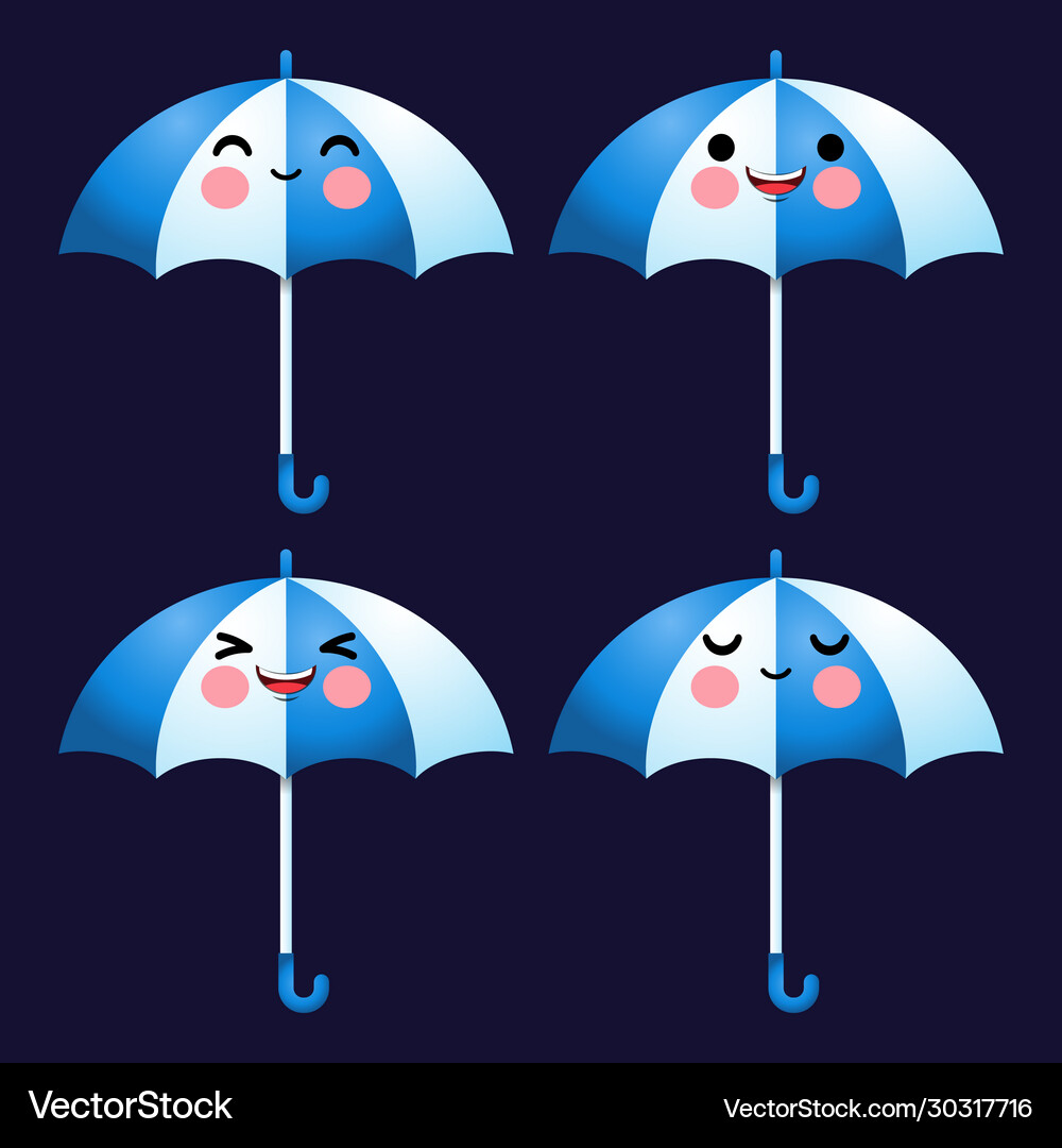 Cute umbrella emoticon avatar negative emotions Vector Image