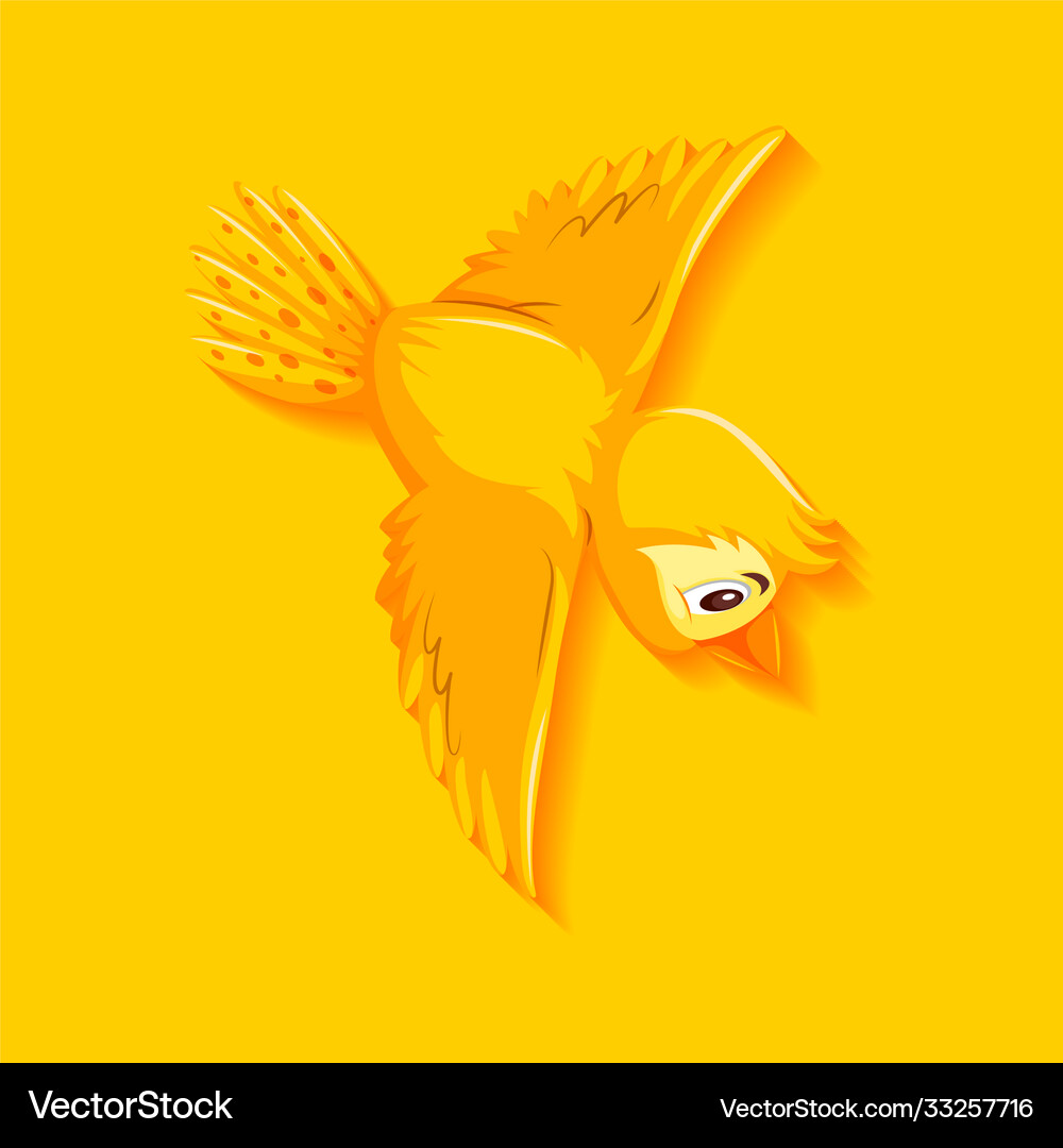Cute yellow bird cartoon character Royalty Free Vector Image