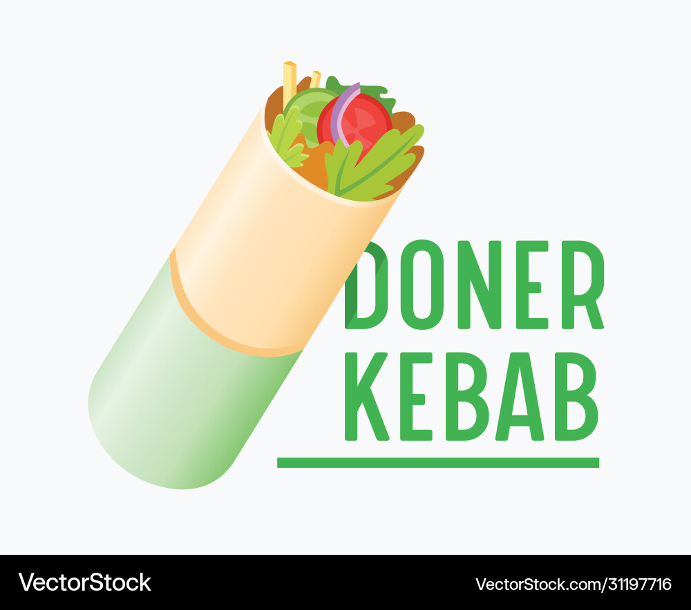 Doner kebab banner creative badge with vegetables Vector Image