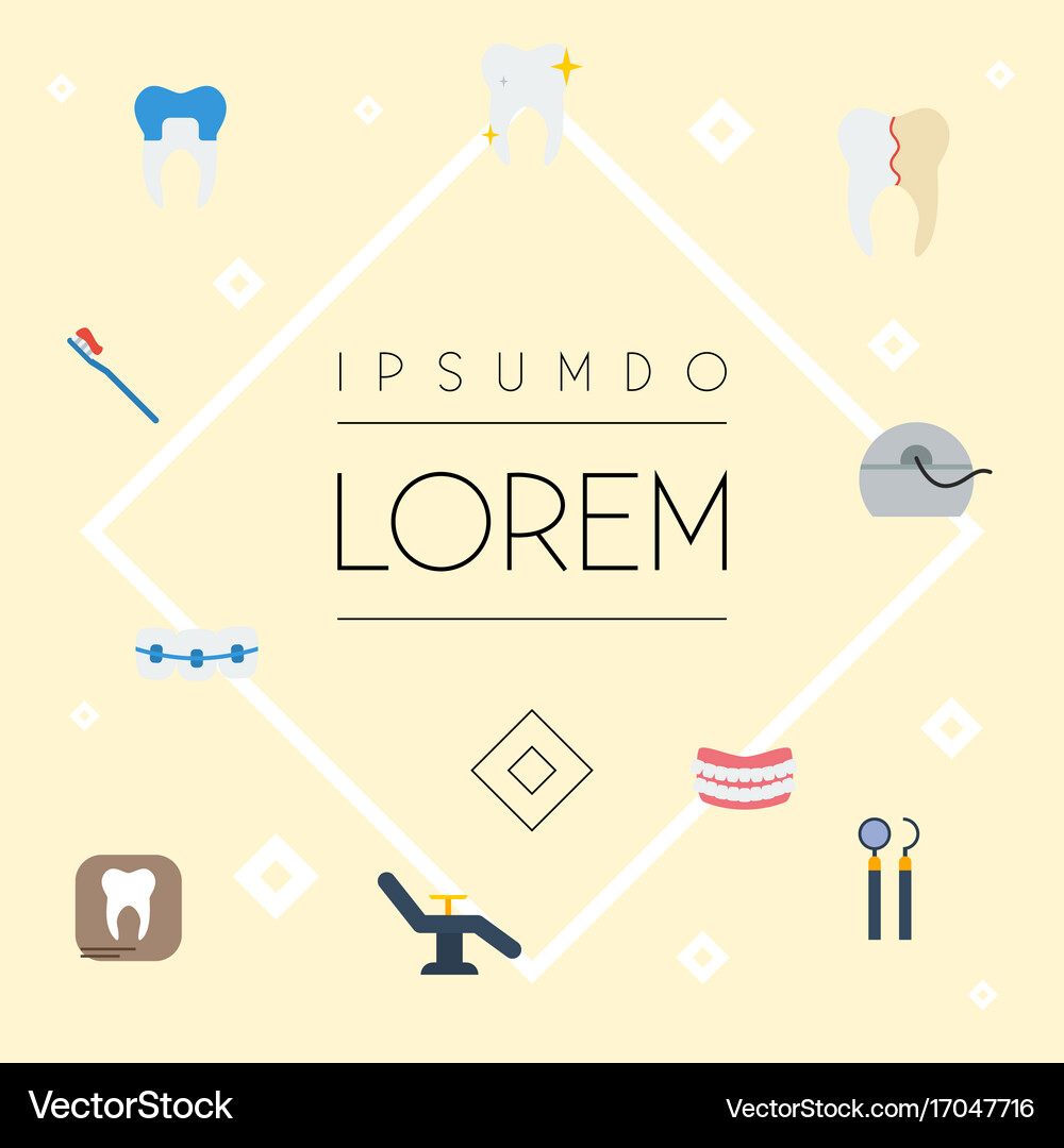 Flat icons halitosis radiology dentition Vector Image