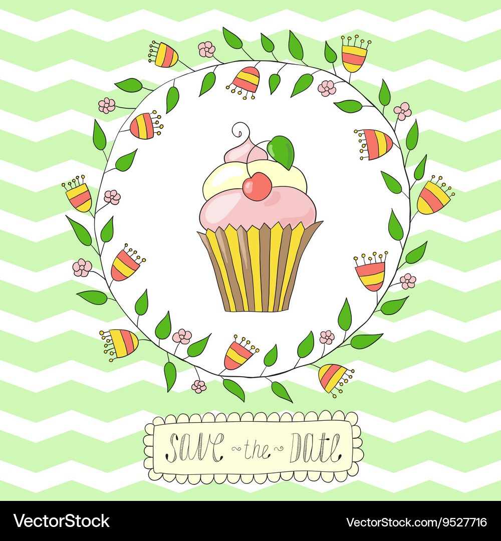 Greeting card invitation in a green strip Vector Image