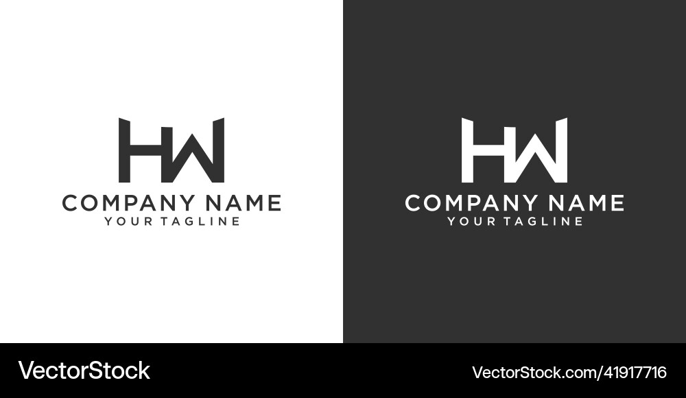 Hw or wh letter logo design template Royalty Free Vector
