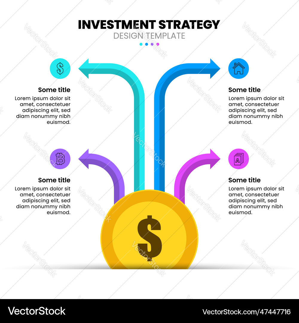 Infographic template investment strategy with 4 Vector Image