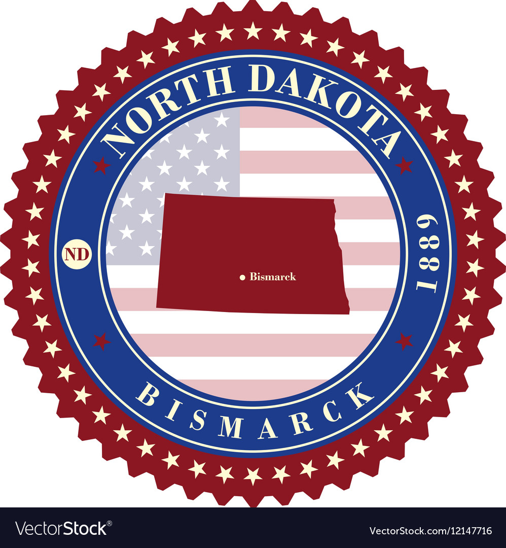 Label sticker cards of state north dakota usa Vector Image