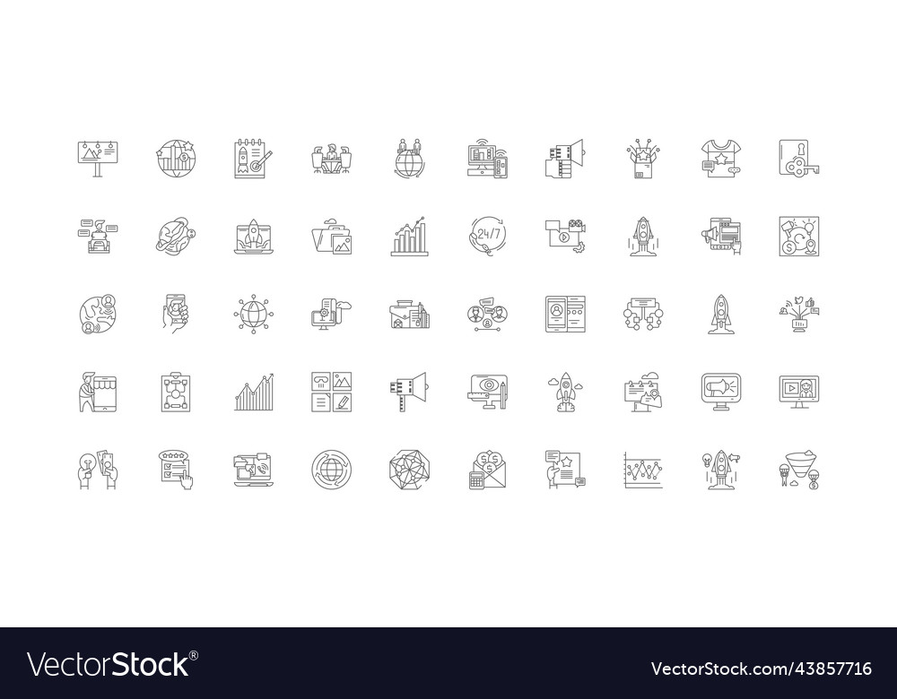 Project concept linear icons line Royalty Free Vector Image
