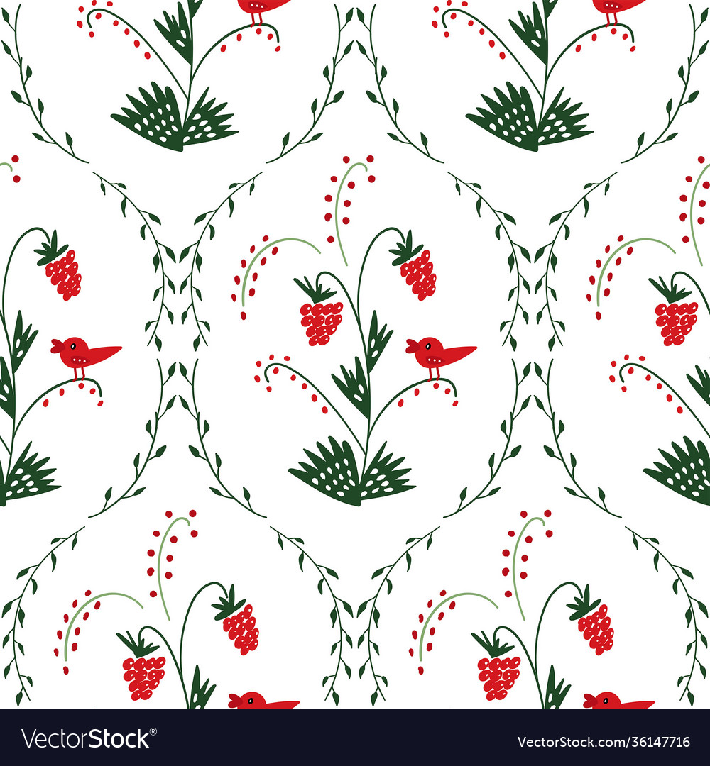 Red berries pattern Royalty Free Vector Image - VectorStock