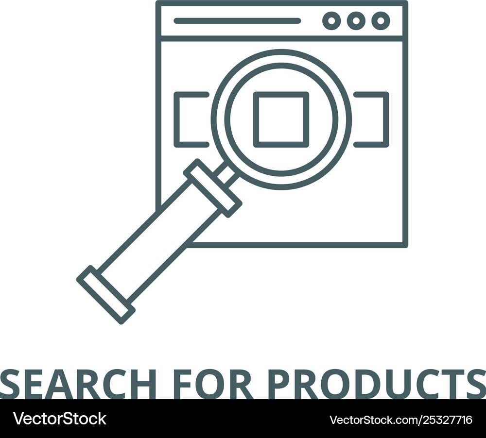Search for products on site line icon Royalty Free Vector