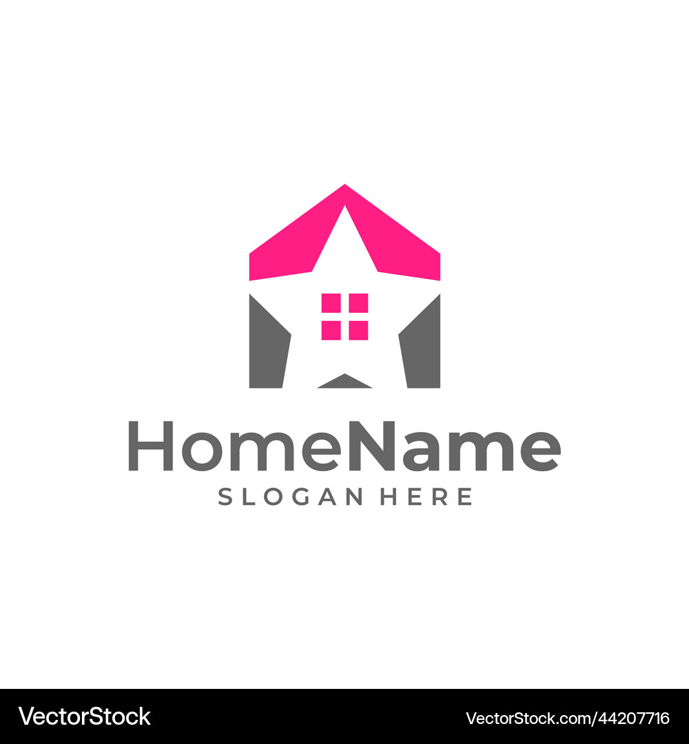 Star home logo template house design Royalty Free Vector
