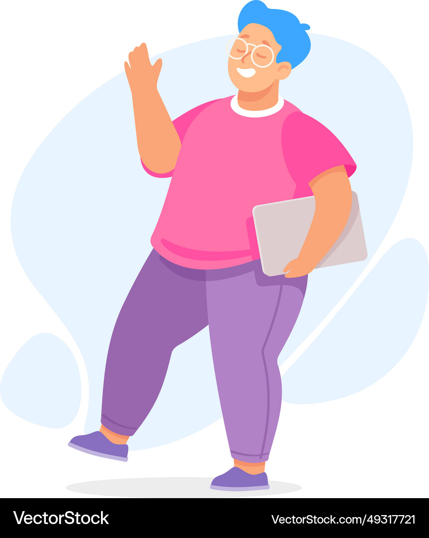 Body positive happy man character with cheerful Vector Image