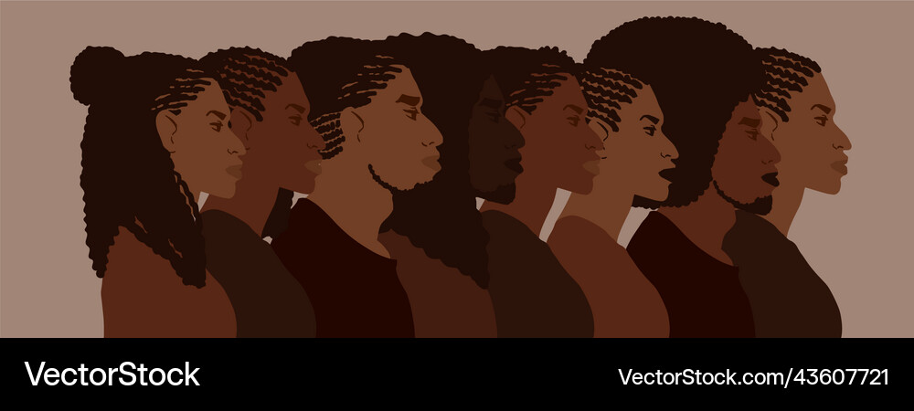 Group of african american people with different Vector Image