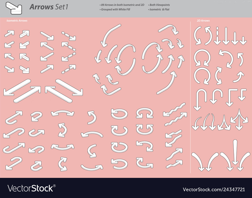 Isometric arrows - rounded Royalty Free Vector Image