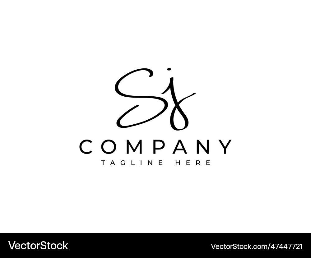 Letter sj signature handwritten logo design Vector Image
