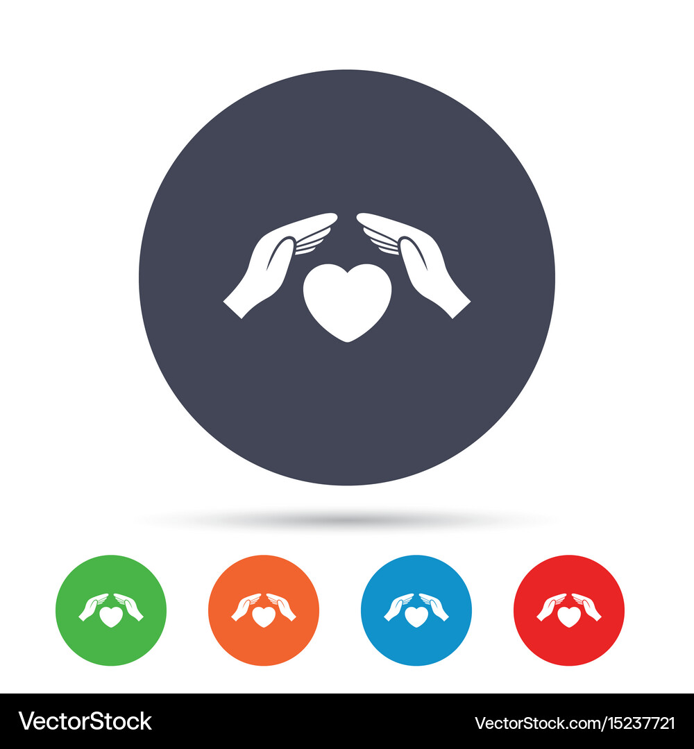 Life insurance sign icon hands protect cover Vector Image