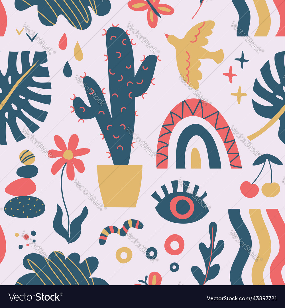 Modern boho tropical nature seamless pattern Vector Image