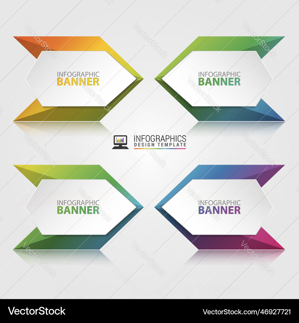 Origami banner white banner wrapped with colored Vector Image