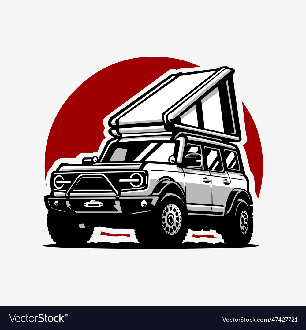 Overland suv camper truck roof top tent Royalty Free Vector Overland suv camper truck roof top tent Royalty Free Vector