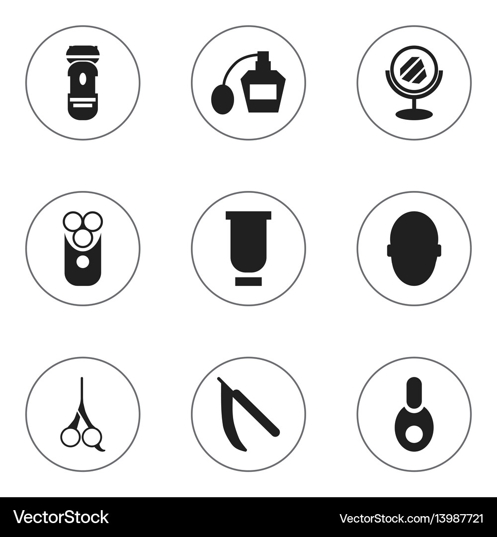 Set of 9 editable barber icons includes symbols Vector Image