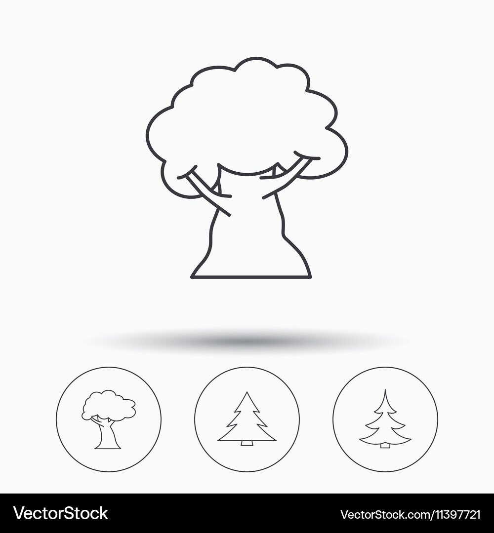 Tree oak-tree and christmas tree icons Royalty Free Vector