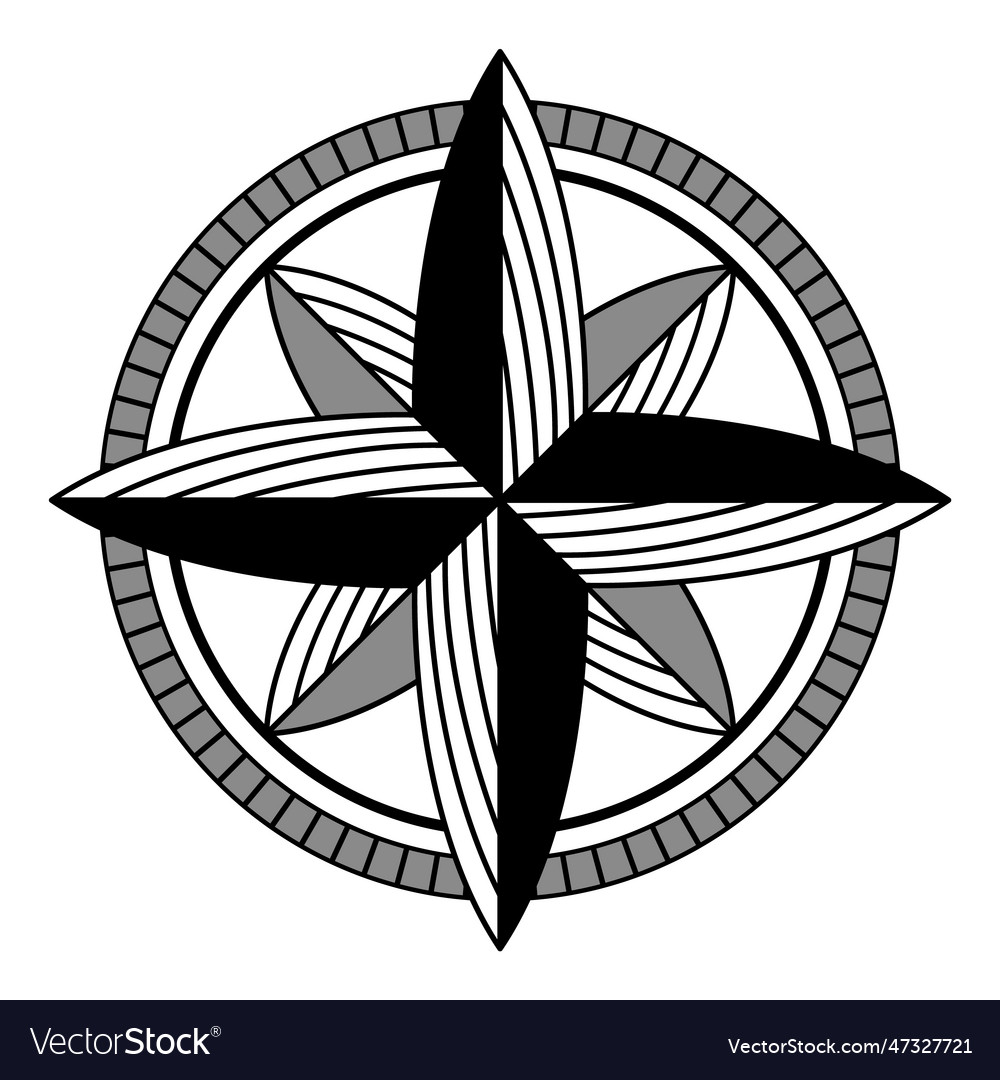 Wind rose compass navigation device Royalty Free Vector