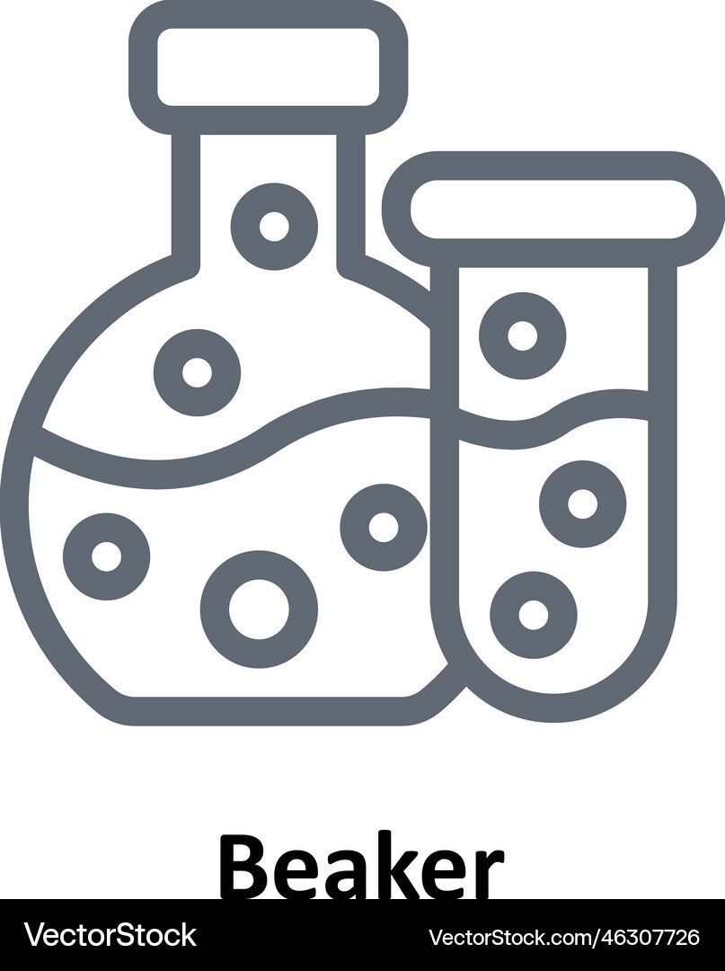 Beaker outline icons simple stock illus Royalty Free Vector