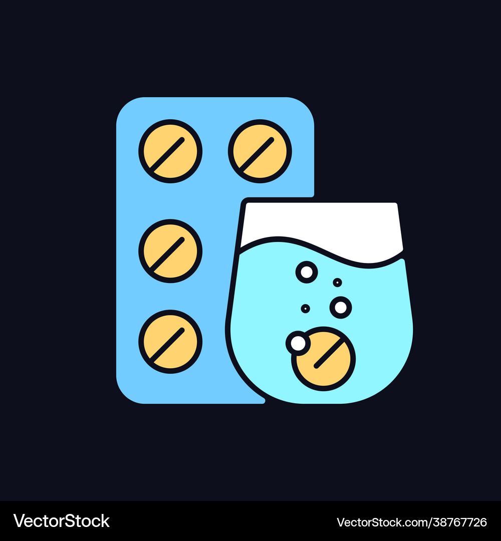 Effervescent tablet for cold relief rgb color Vector Image
