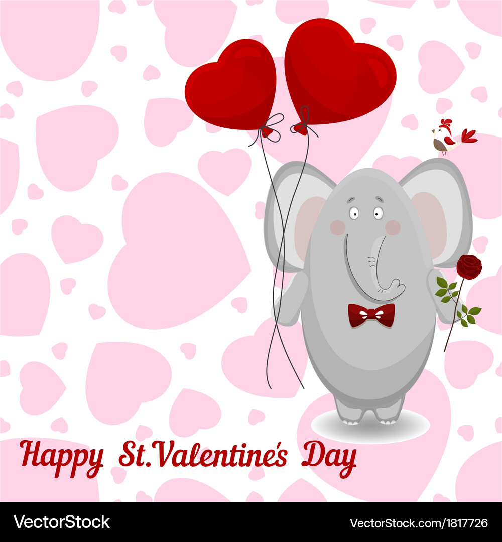Elephant wishes happy valentines day Royalty Free Vector