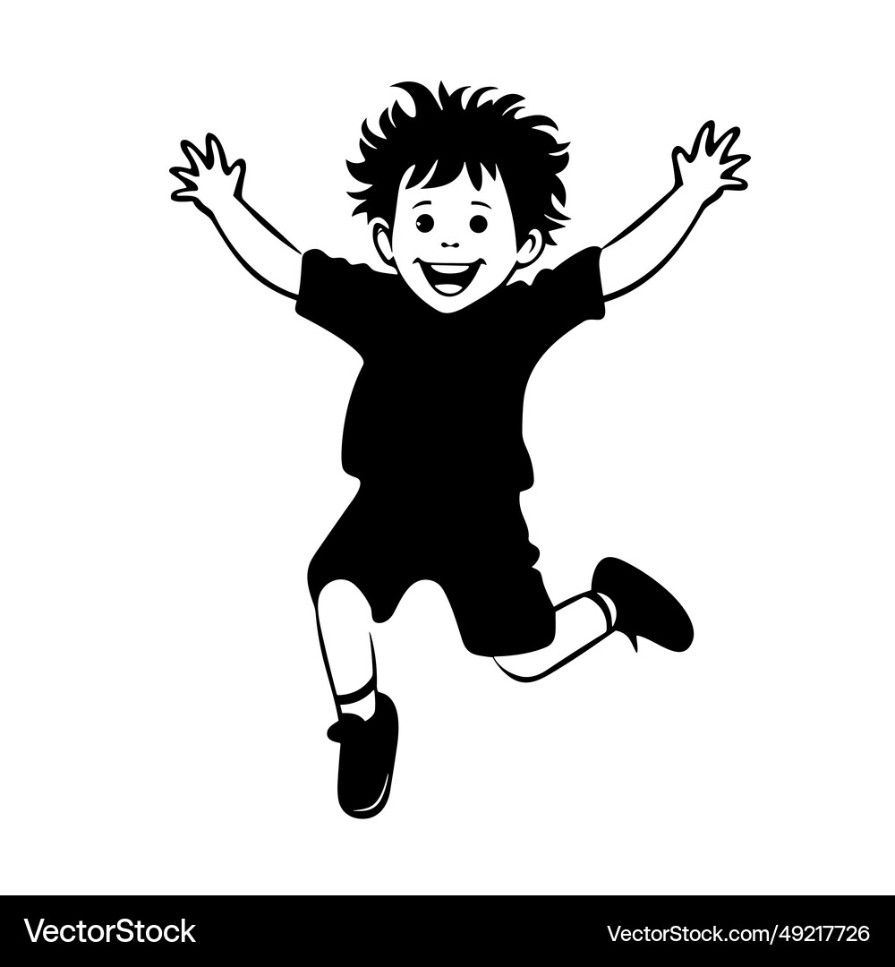 Jumping kid black icon on white background Vector Image