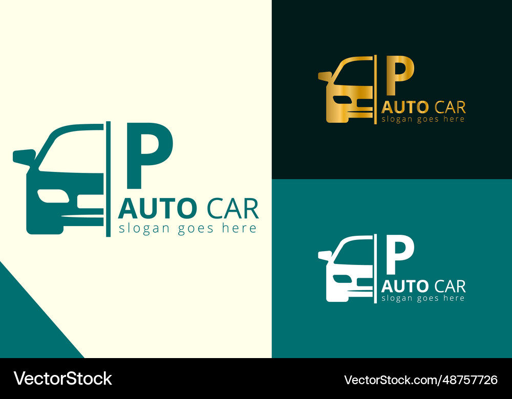 Letter p car logo design template inspiration Vector Image