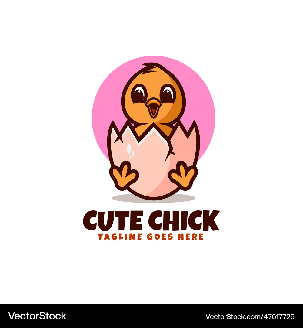 Logo cute chick mascot cartoon style Royalty Free Vector