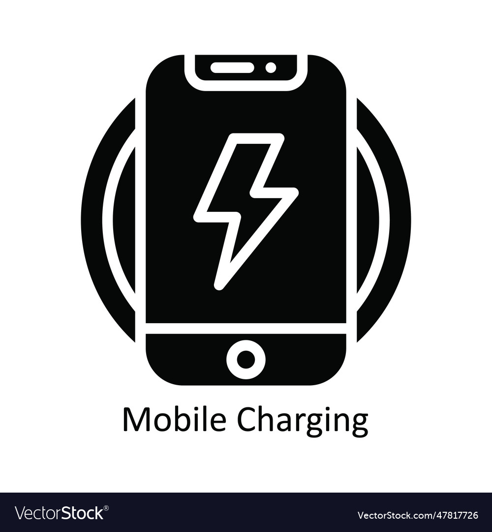 Mobile charging solid icon design Royalty Free Vector Image