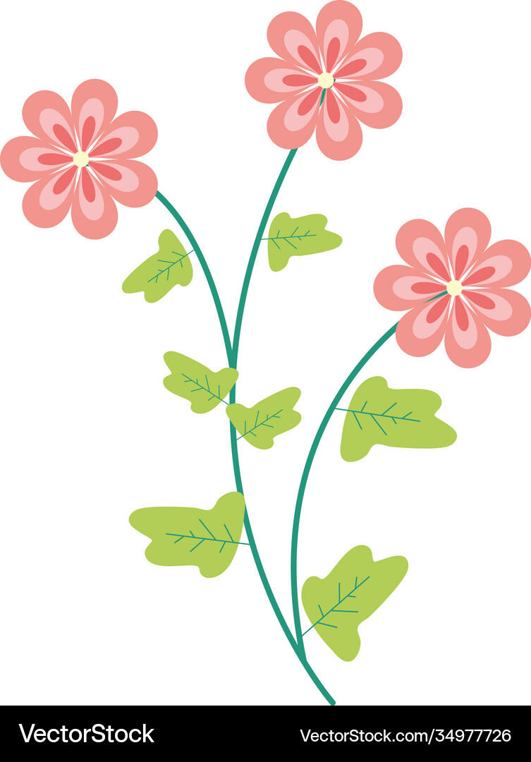 Pink color flowers garden flat element Royalty Free Vector