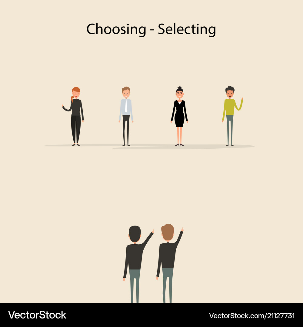 Businesspeople selecting amp boss hands cartoon Vector Image