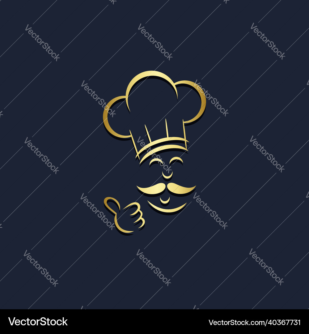 Chef cook food gold logo Royalty Free Vector Image