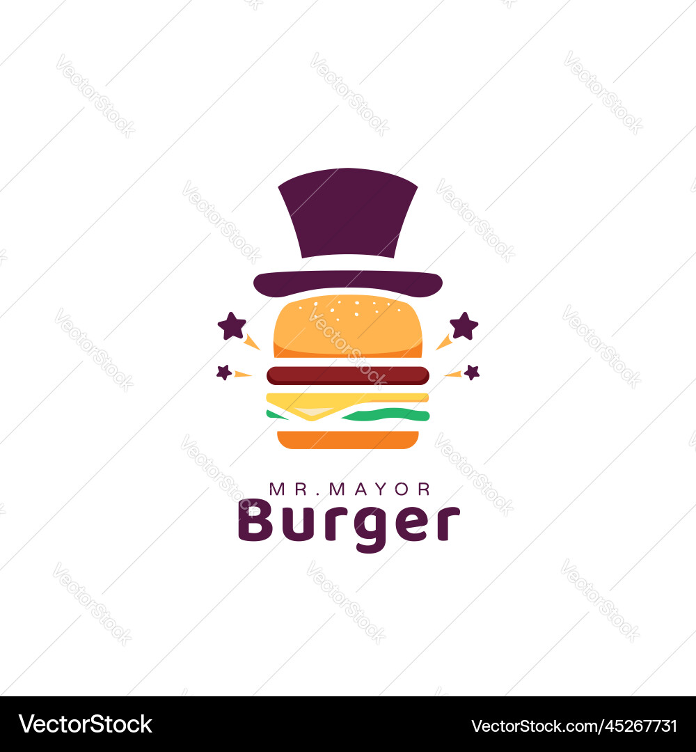 City mayor burger logo unique burger restaurant Vector Image