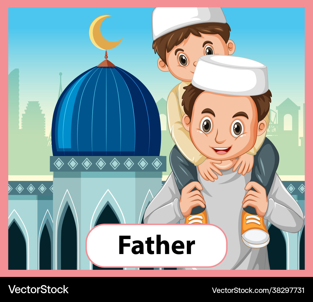 Educational english word card father Royalty Free Vector
