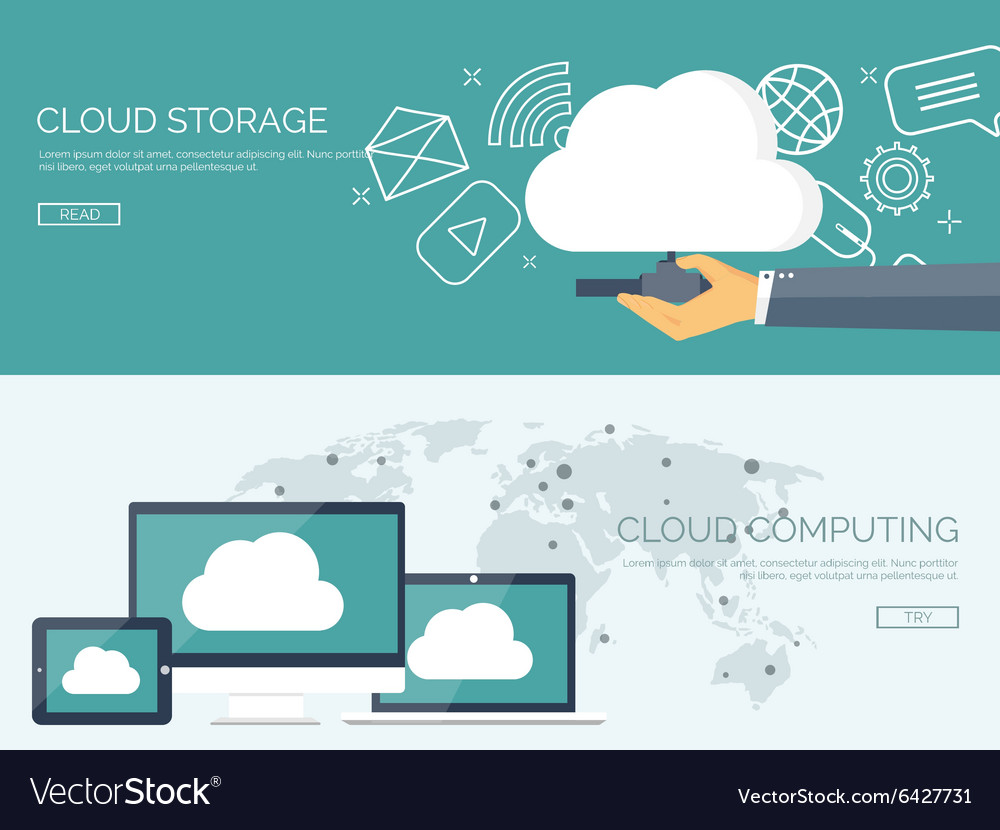 Flat cloud computing Royalty Free Vector Image