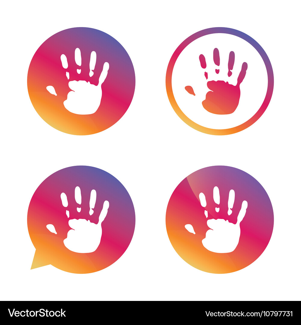 Hand print sign icon stop symbol Royalty Free Vector Image