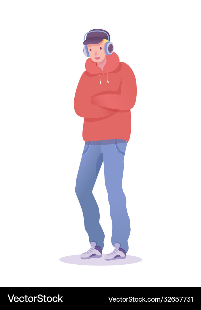 Hip hopper rapper boy in headset isolated on white