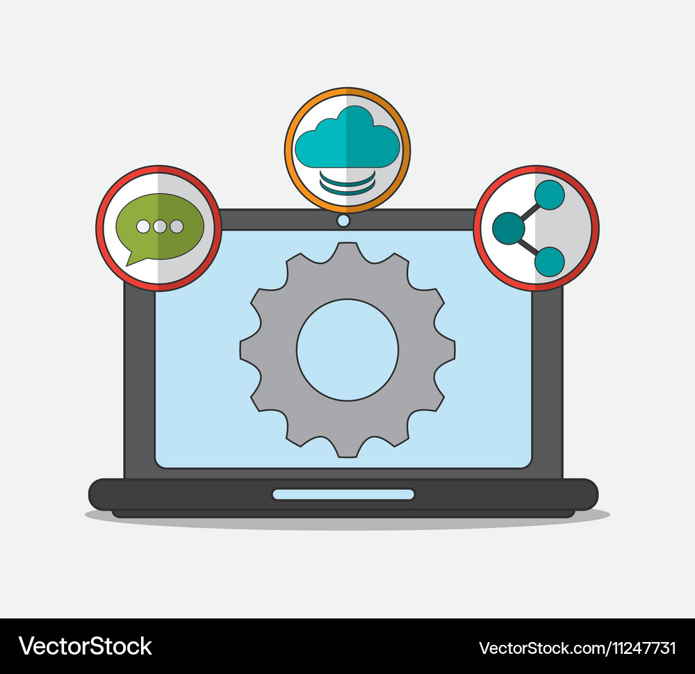 Laptop and digital marketing design Royalty Free Vector