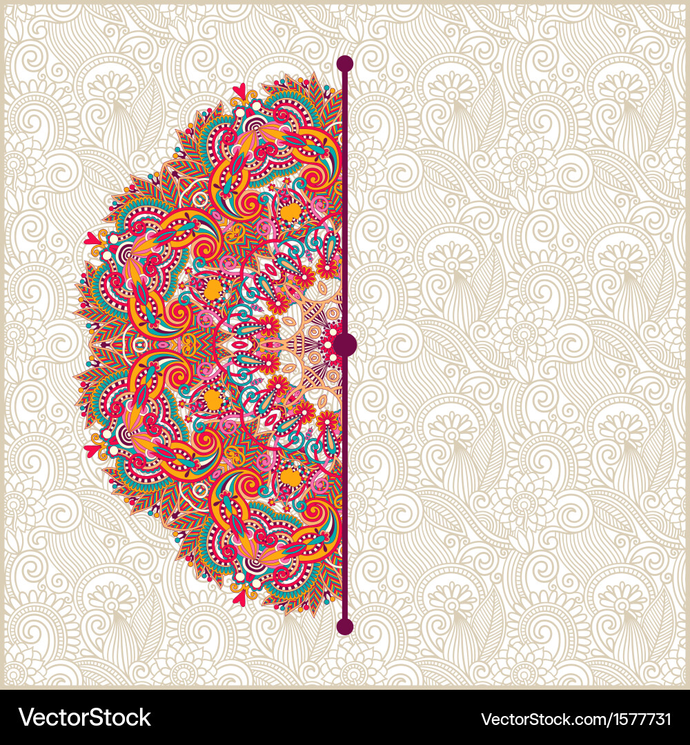 Ornamental circle template with floral background Vector Image