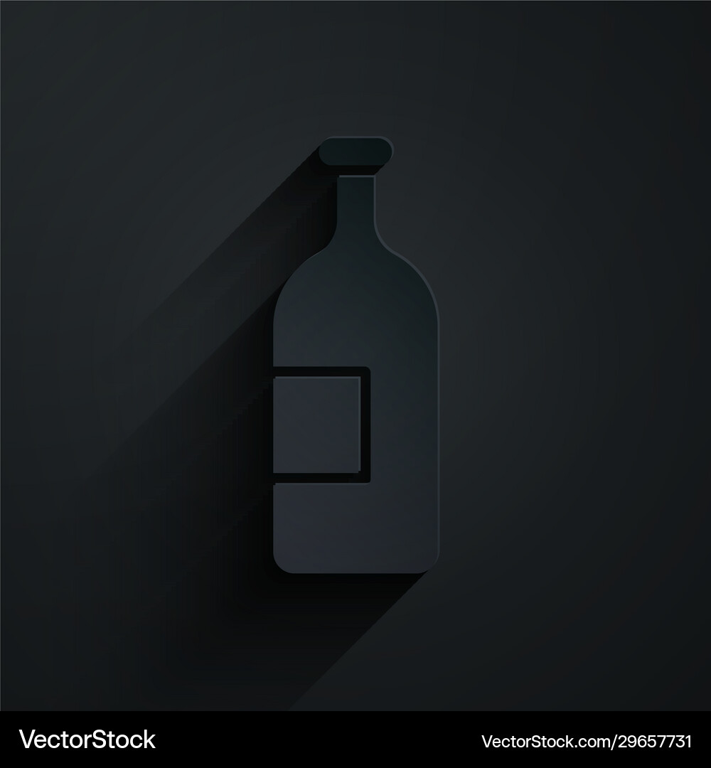Paper cut alcohol drink bottle icon isolated Vector Image