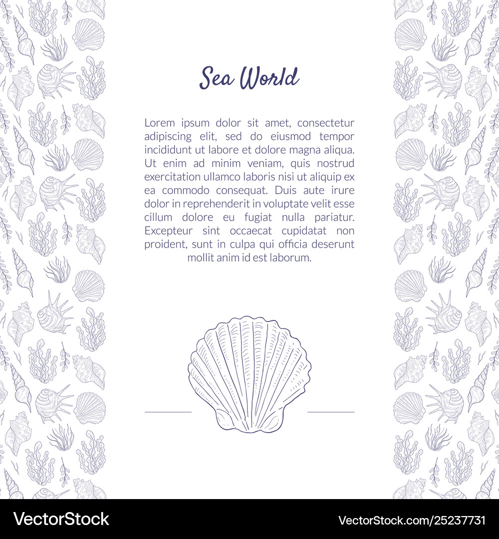 Sea world banner template with place for text Vector Image