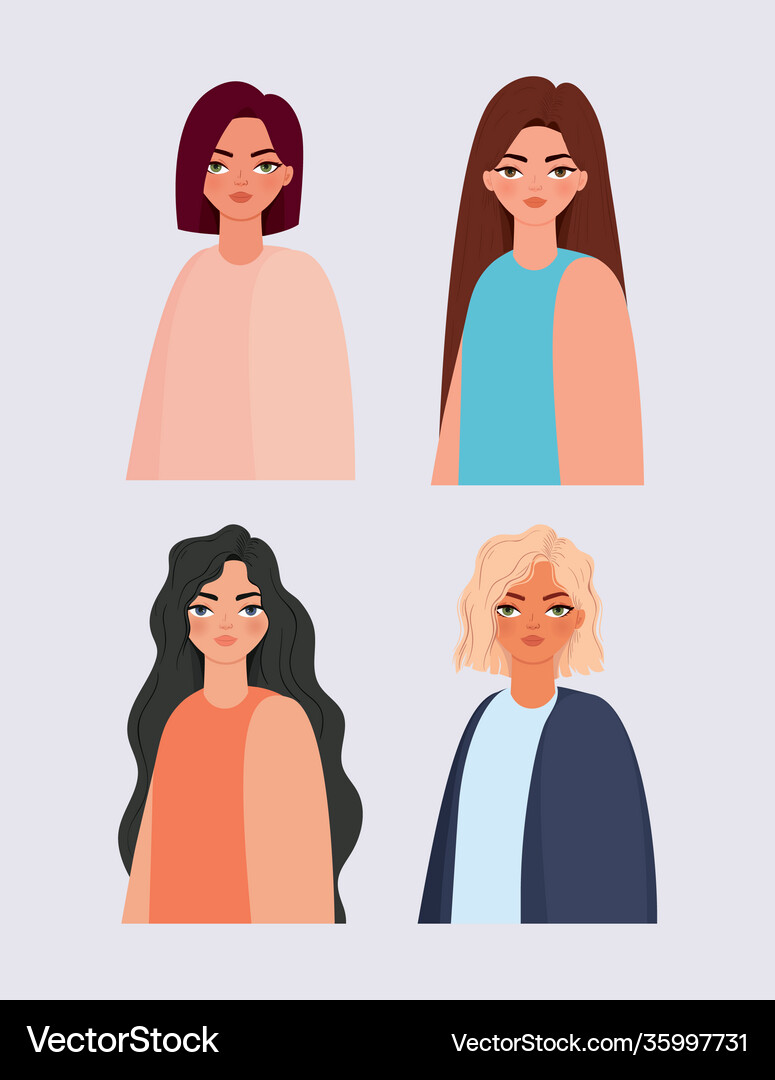 Set beautiful women icons Royalty Free Vector Image