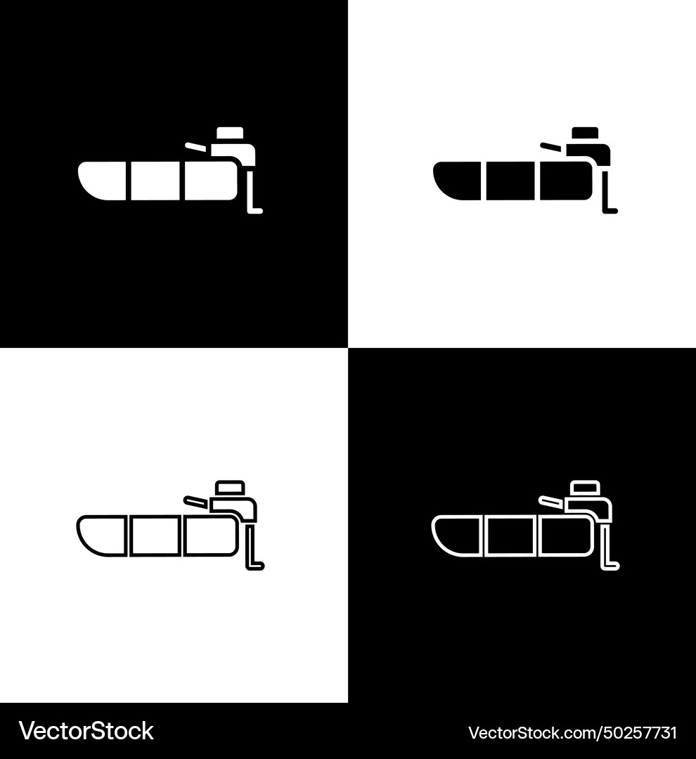 Set inflatable boat with outboard motor icon Vector Image