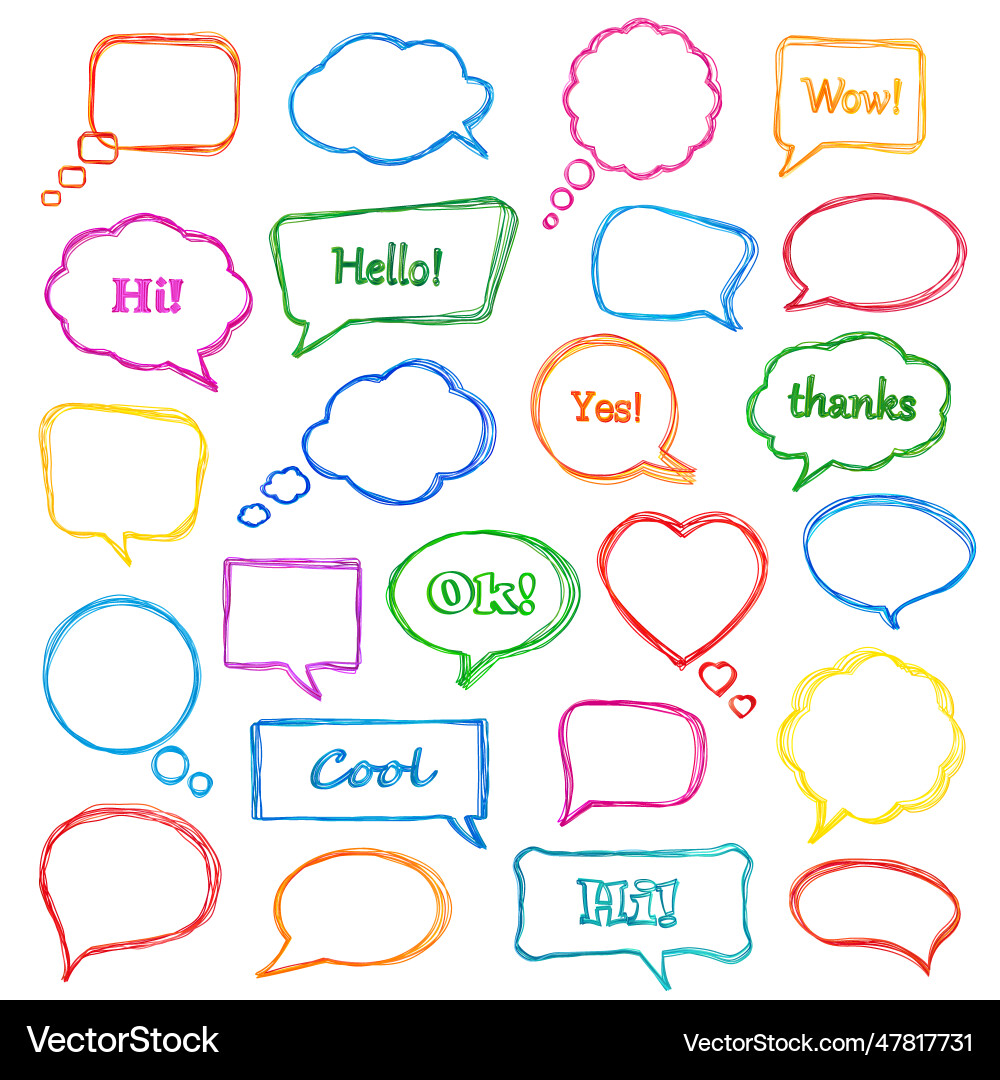 Set of hand-drawn speech bubbles Royalty Free Vector Image